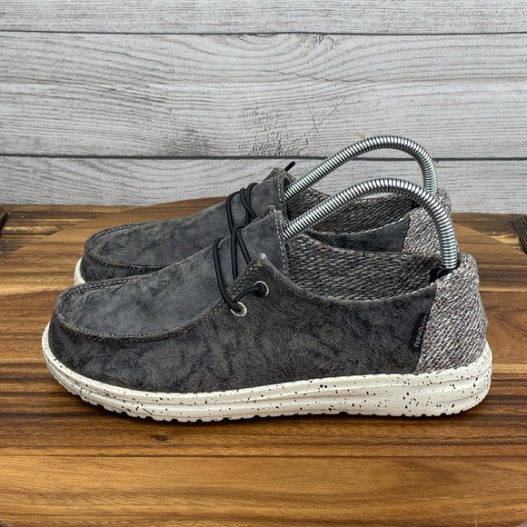 Hey Dude | Shoes | Hey Dude Wendy Metallic Black Grey Leather ...